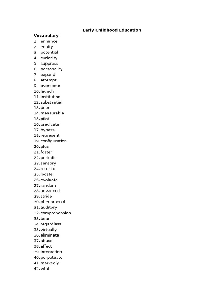 Key Vocabulary in Early Education | PDF | Earth Sciences | Physical ...
