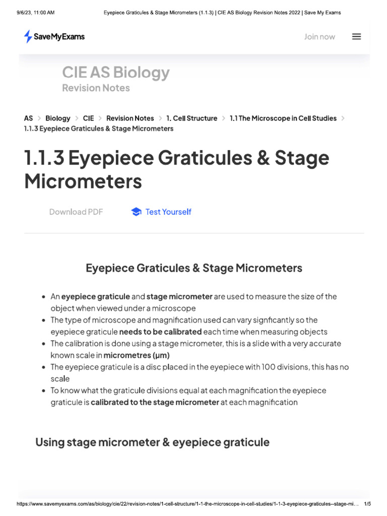 1.1.3 Eyepiece Graticules & Stage Micrometers | PDF
