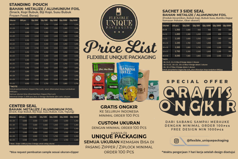Flexible Unique Packaging Price List | PDF