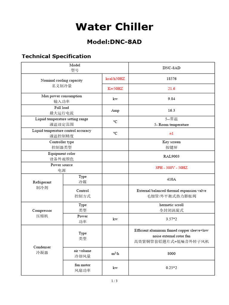 Water Chiller DNC-8AD | PDF