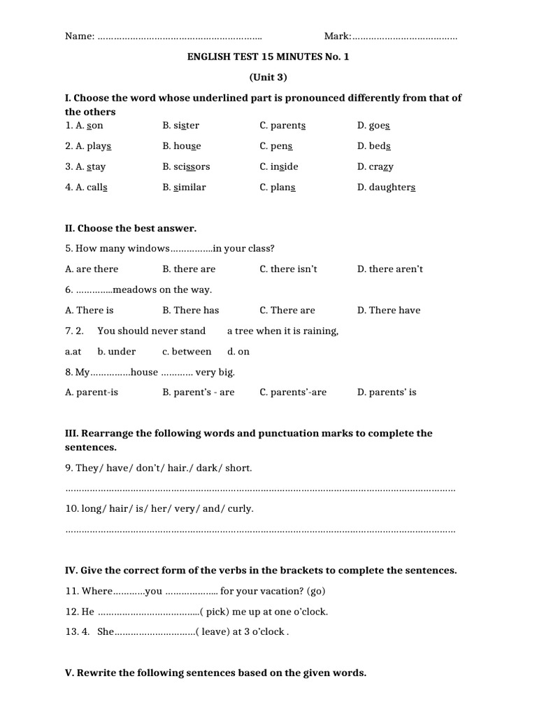 15 Minutes Test Unit 3 No1 | PDF | Chess Theory | Chess