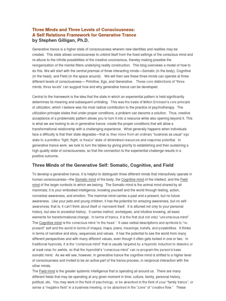Three Minds and Three Levels of Consciousness | PDF | Trance ...