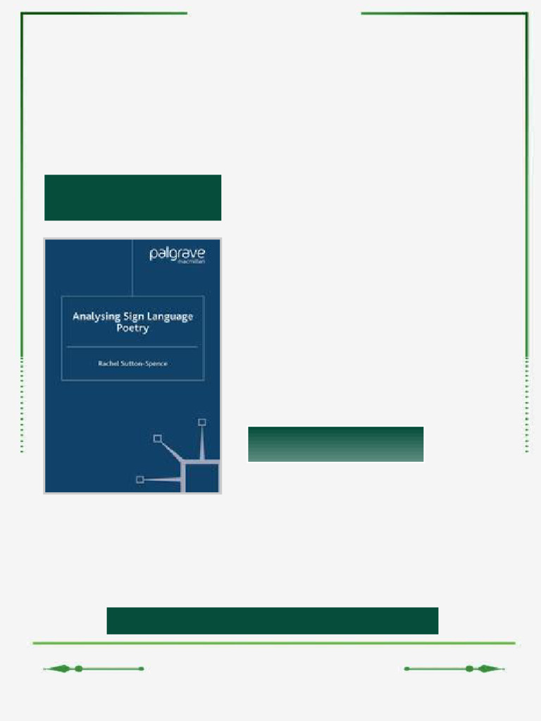 Analysing Sign Language Poetry 1st Edition Rachel Sutton-Spence (Auth ...