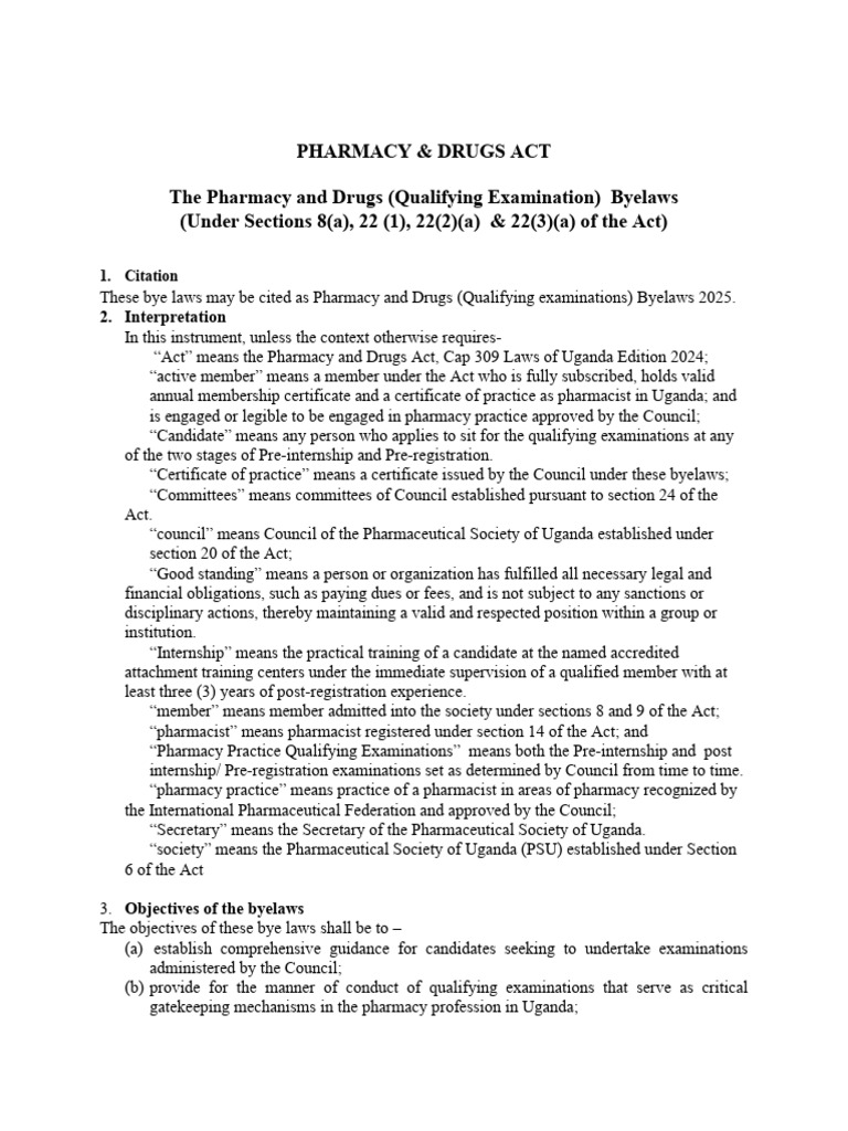 Bye Laws Pre Internship(Not Final) | PDF | Pharmacist | Pharmacy
