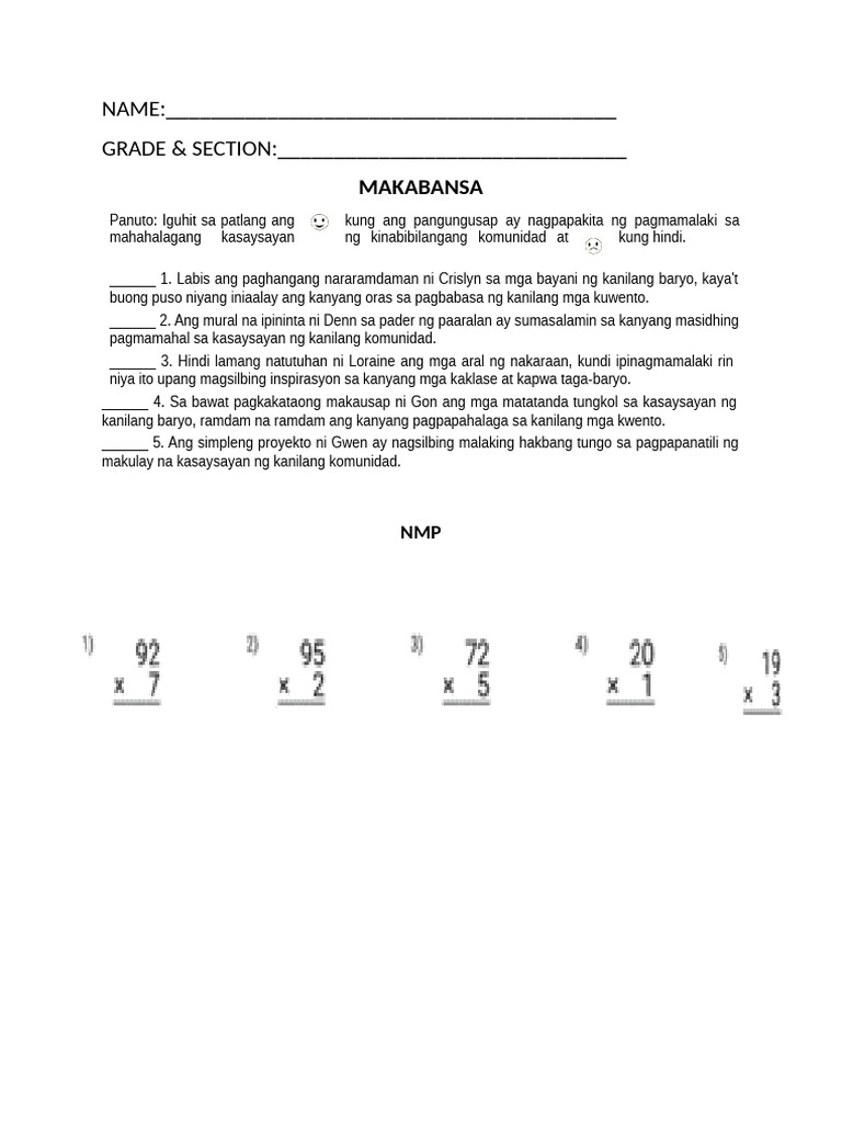 Activity Sheet 7 &22 | PDF
