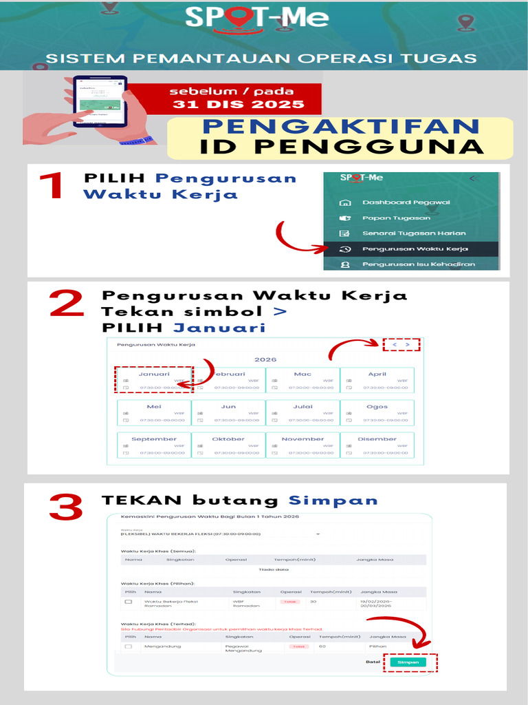 Pengaktifan ID Pengguna untuk Waktu Kerja | PDF