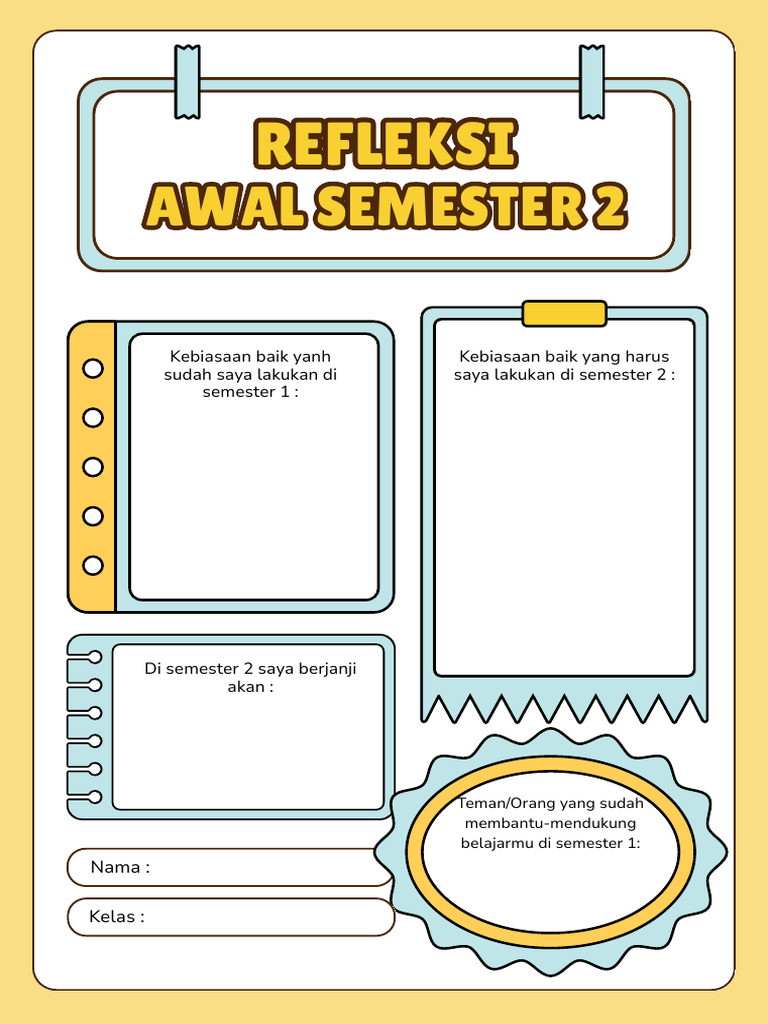 Refleksi Awal Semester Lembar Kerja Siswa Kuning Dan Biru Sederhana | PDF