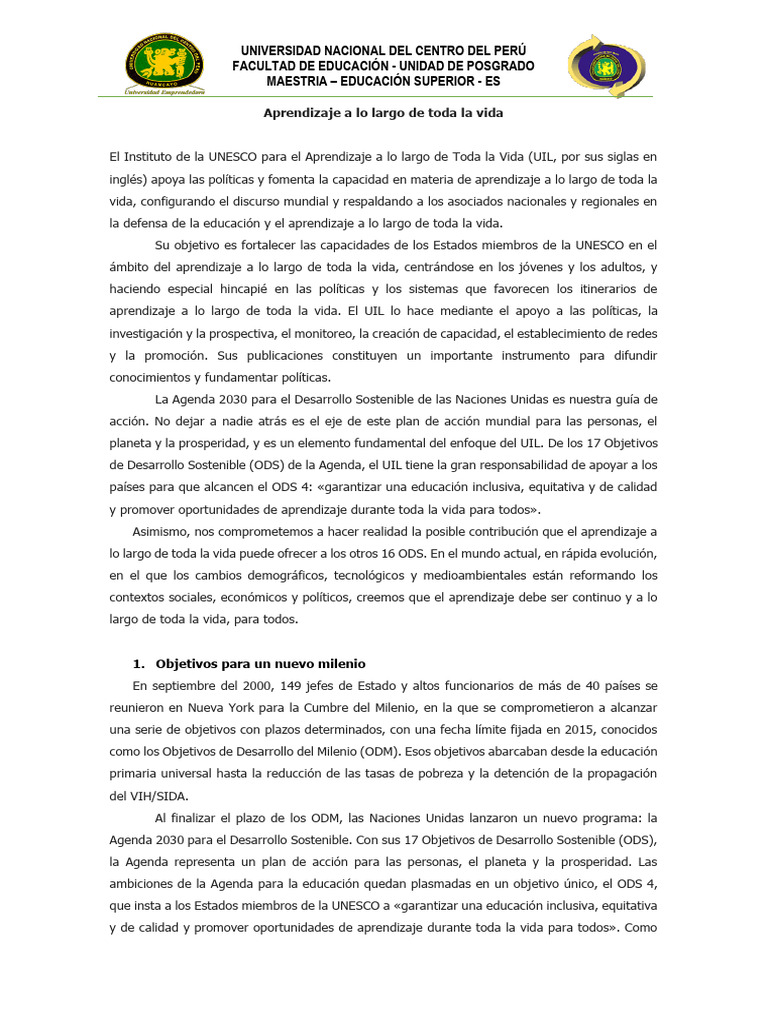 Aprendizaje A Lo Largo de Toda La Vida - Lectura 1 | PDF | Desarrollo ...