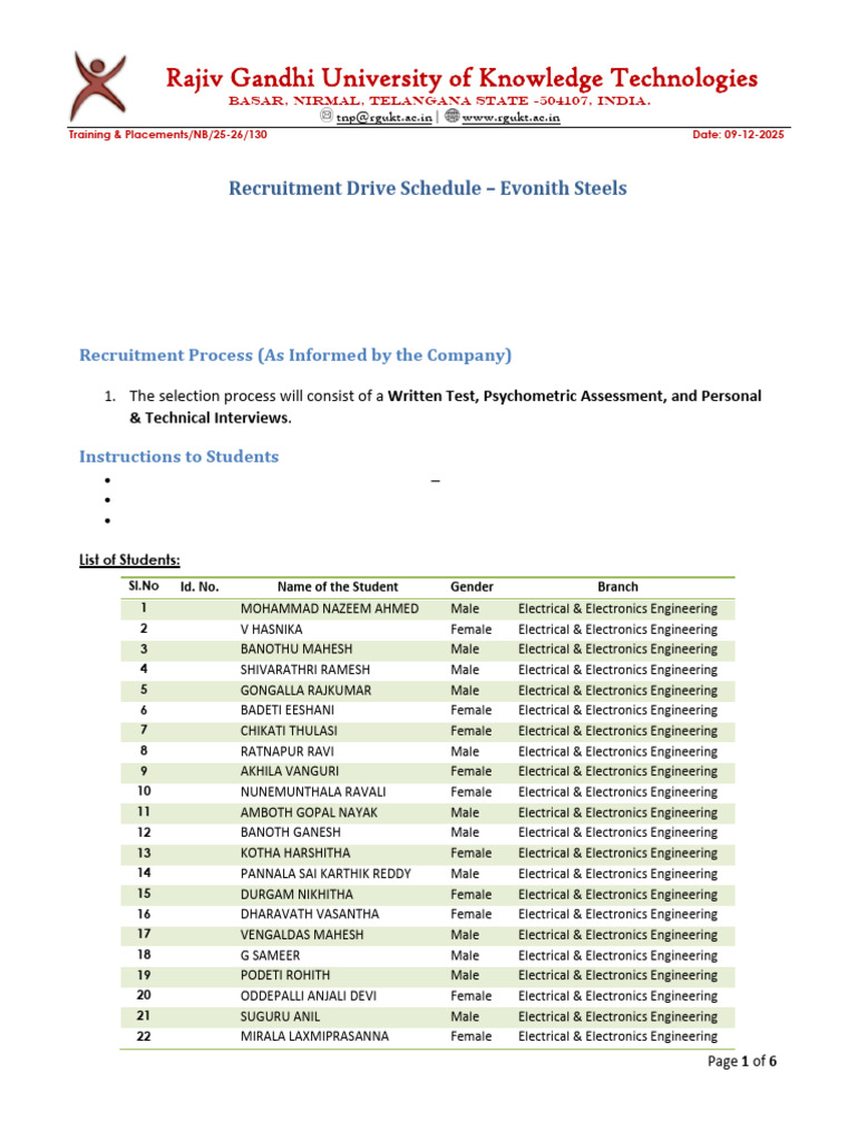 Evonith Steels Recruitment Drive 2026 | PDF | Electromagnetism ...