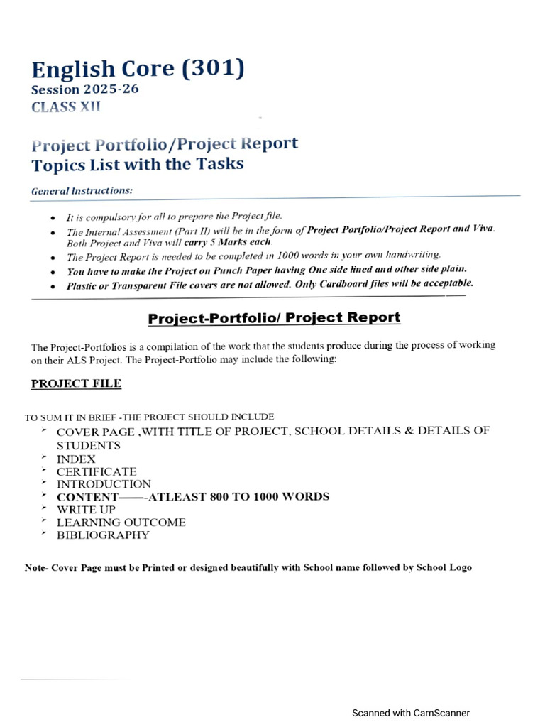 Class 12 English Project | PDF