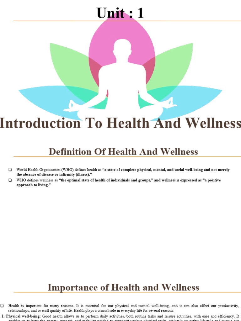 Health and Wellness Overview Guide | PDF | Well Being | Preventive ...