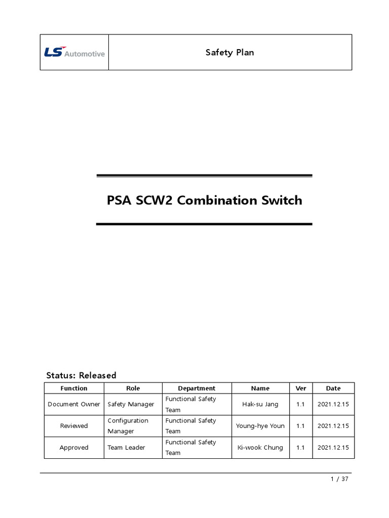 SCW2 Combi SW - CS-Safety Plan-V1.1 - 15-12-2021 | PDF | Verification ...