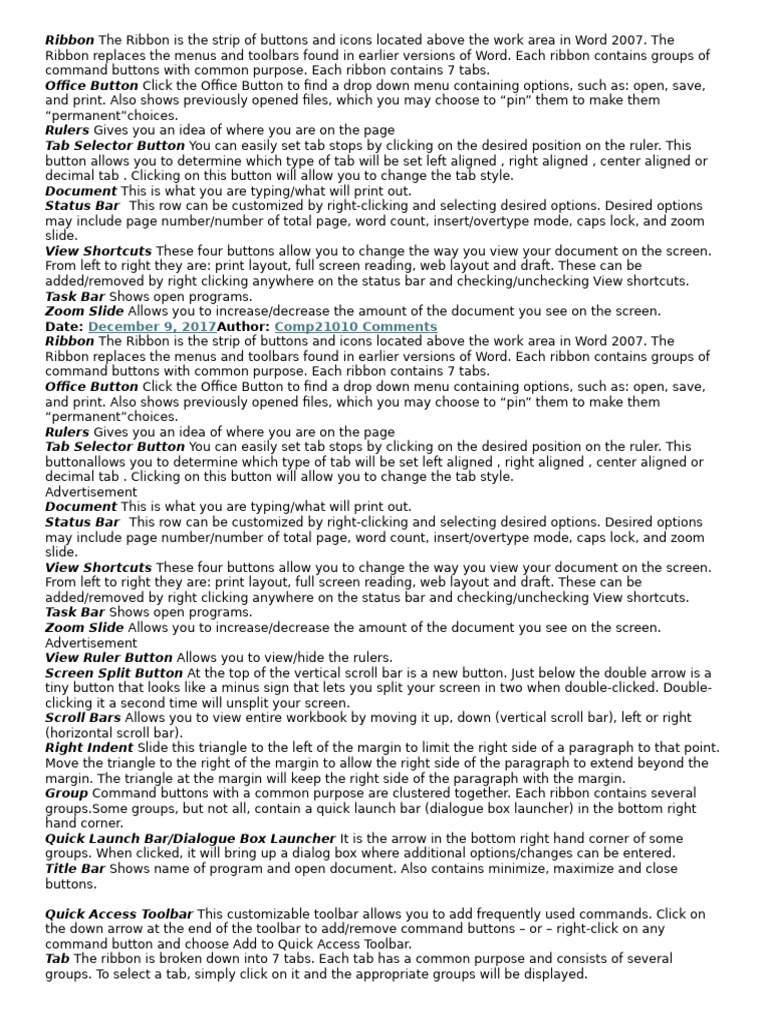 The Parts & Functions of Microsoft Word | PDF | Software | System Software