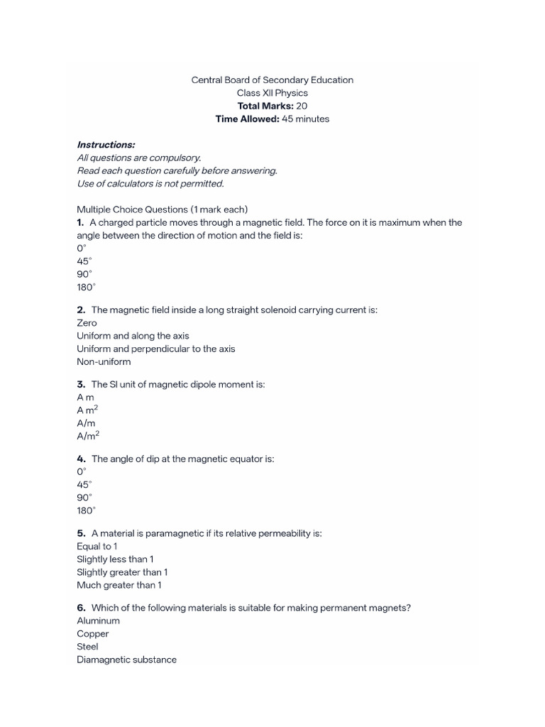 Question Paper | PDF
