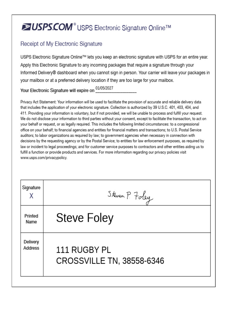 USPS Electronic Signature Instructions | PDF