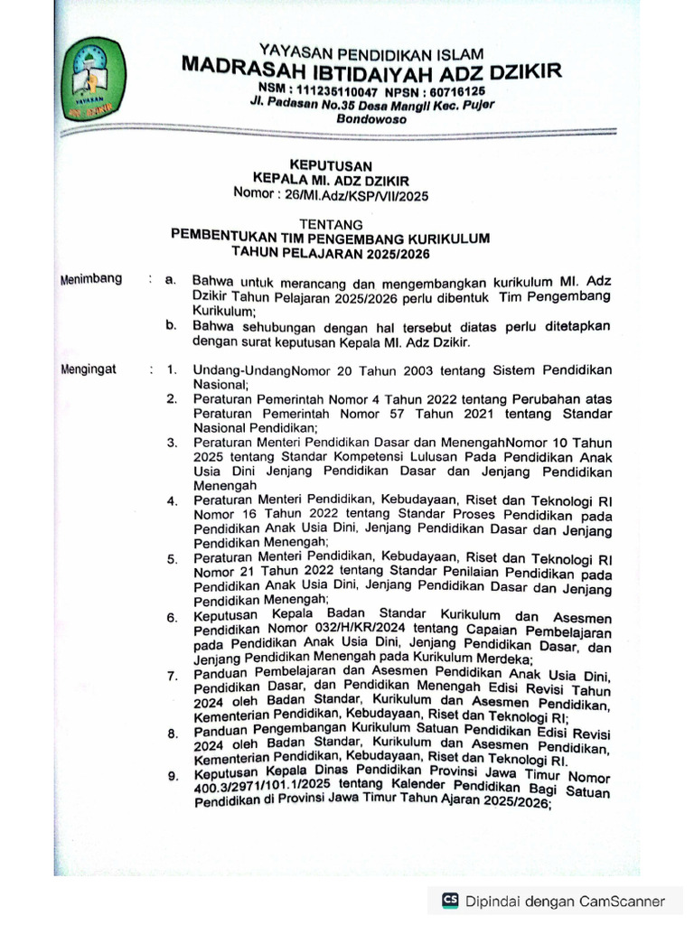 SK Tim Pengembang MI | PDF