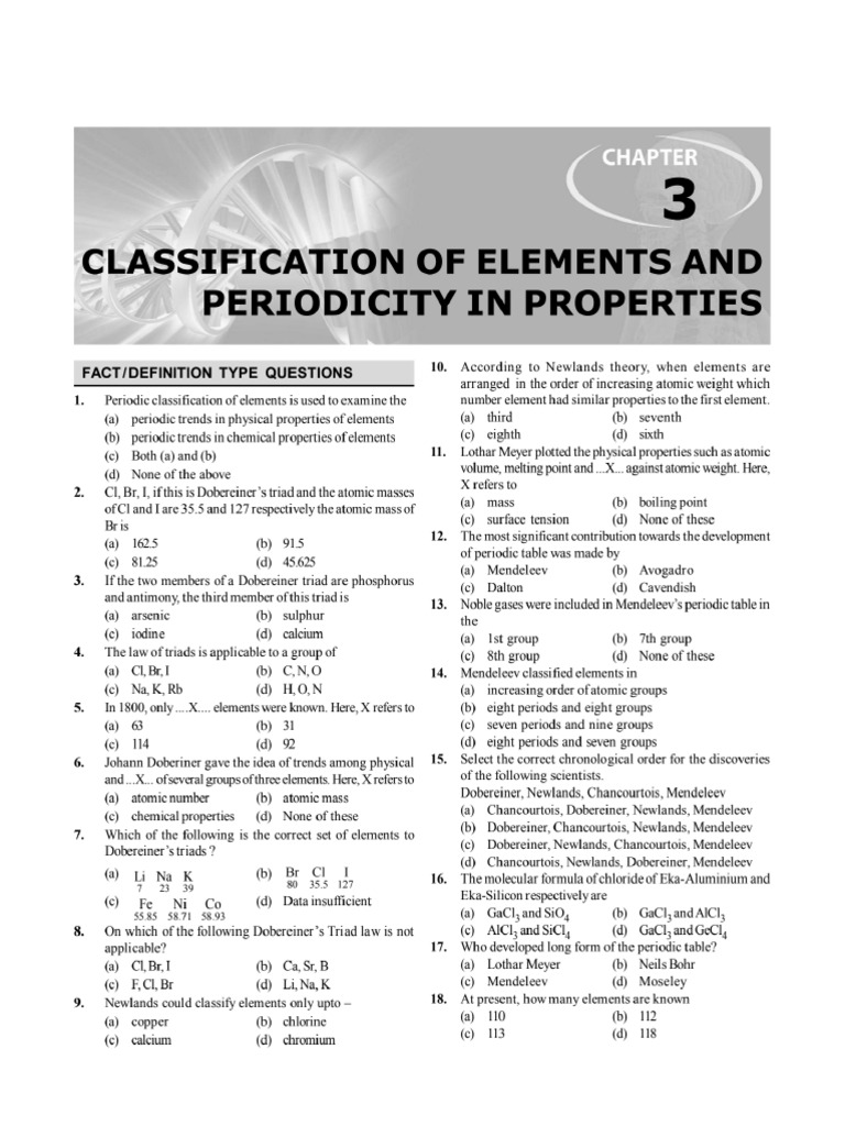 Classification of Elements and Periodicity in Properties | PDF