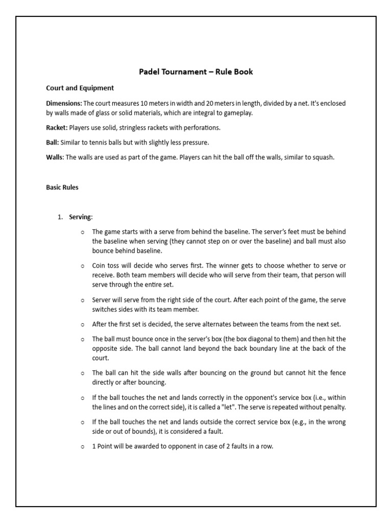 Padel Rule Book | PDF | Team Sports | Athletic Sports