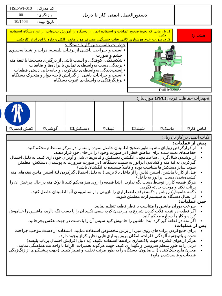 Drill Machine SOP | PDF