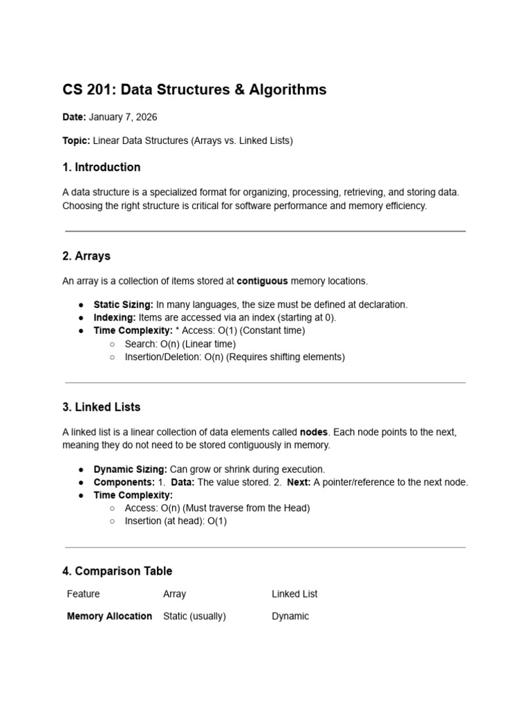 CS 201 - Data Structures & Algorithms | PDF