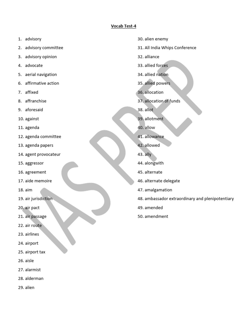 Vocab Test 4 | PDF