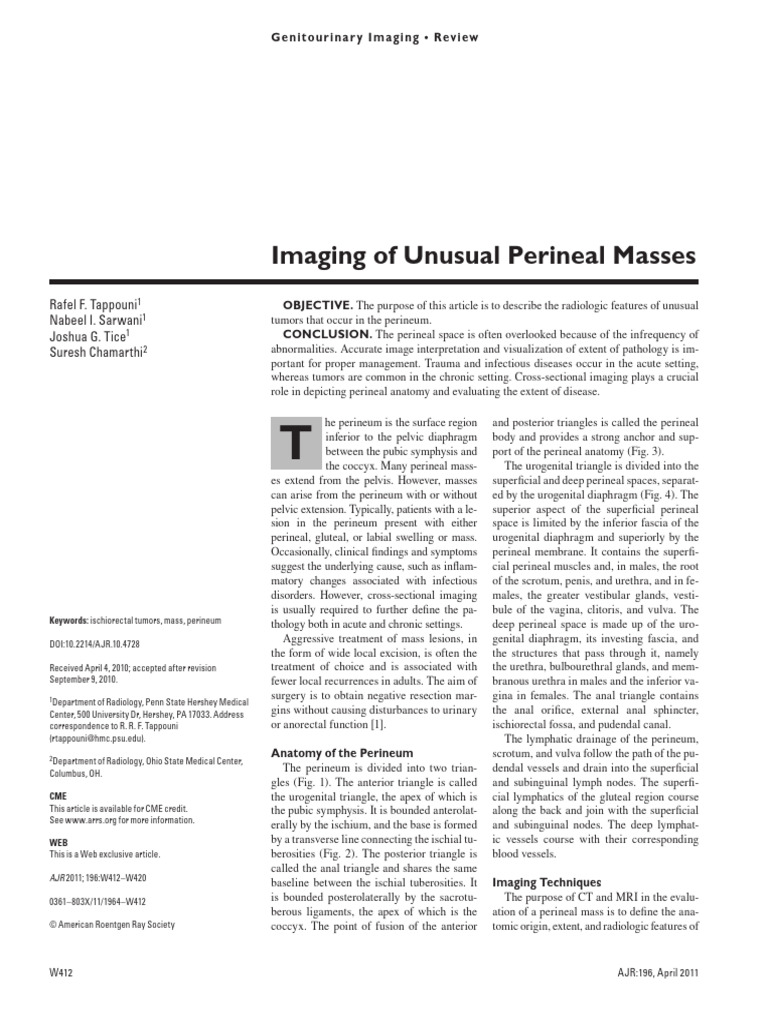 Imaging of Unusual Perineal Masses | PDF | Neoplasms | Diseases And ...