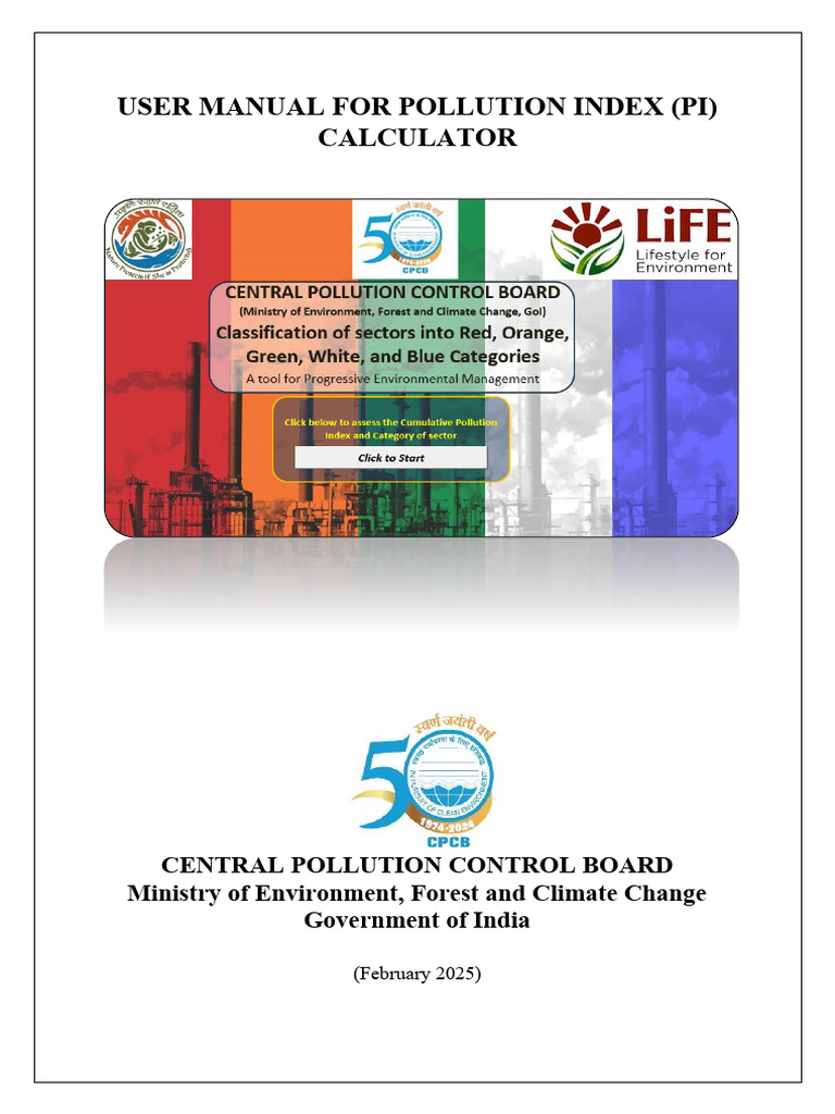 Pollution Index Calculator User Manual | PDF | Microsoft Excel | Software