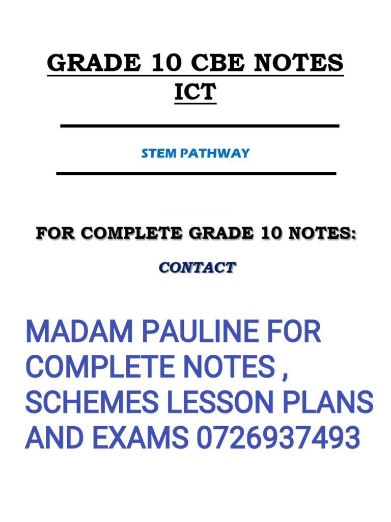 Grade 10 ICT CBE Notes and Resources | PDF | Educational Technology ...