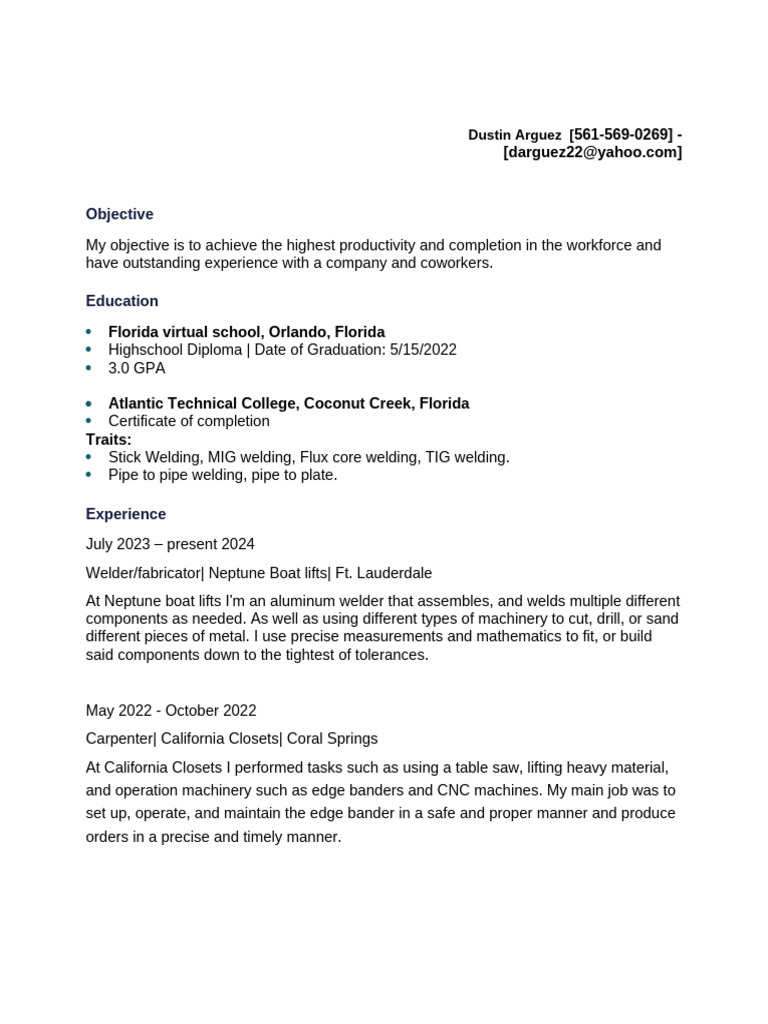 Dustin Arguez Resume 2024 | PDF
