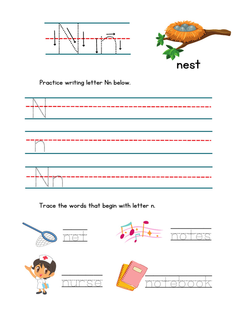 Writing Letter Nn Worksheet | PDF