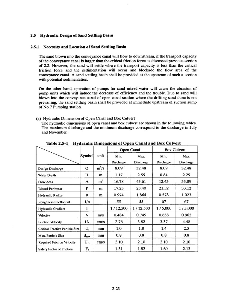 JICA - Design of Settling Basin | PDF