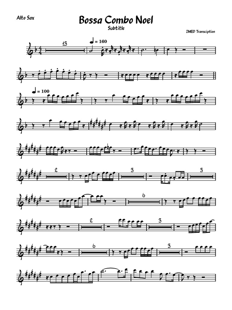 Alto Sax Bossa Combo Transcription | PDF | Saxophone | Woodwind Instruments