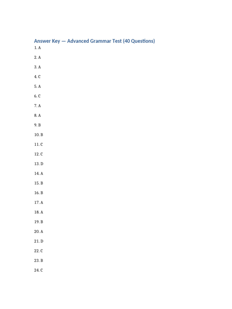 Advanced Grammar Answers 40 | PDF