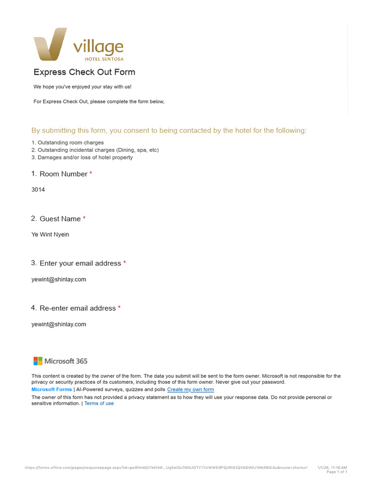 Express Check Out Form | PDF