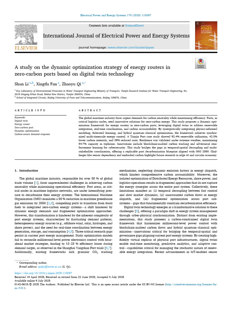A Study on the Dynamic Optimization Strategy of Energy Routers in Zero ...