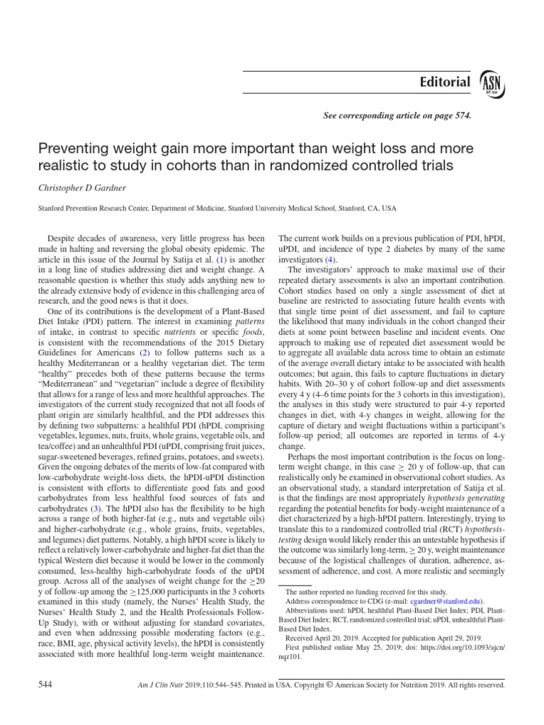 (Q1) Preventing Weight Gain More Important Than Weight Loss and More ...