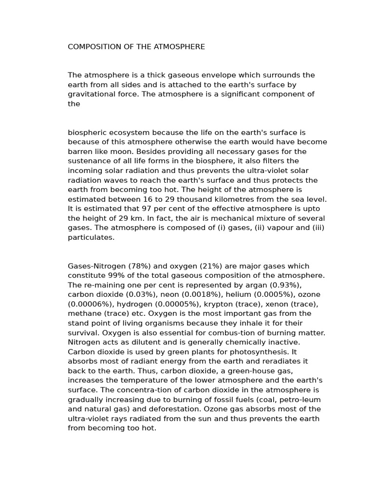 Composition of the Atmosphere | PDF | Atmosphere Of Earth | Atmosphere