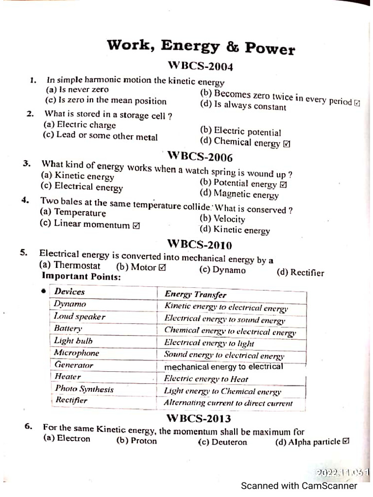 Work Energy Power - Sample Question | PDF