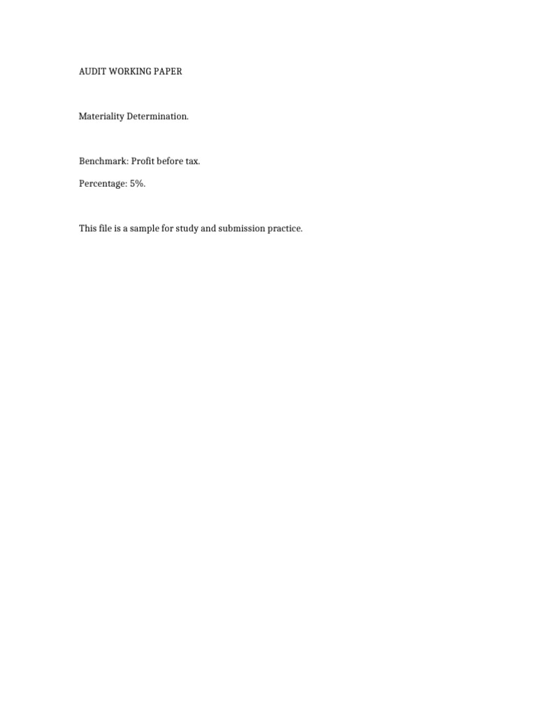 Audit Working Paper 4 | PDF