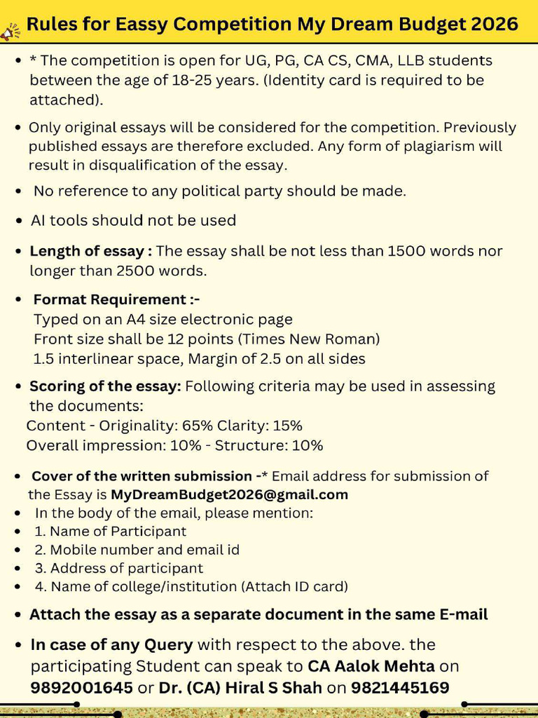 Rules of Essay Competition | PDF