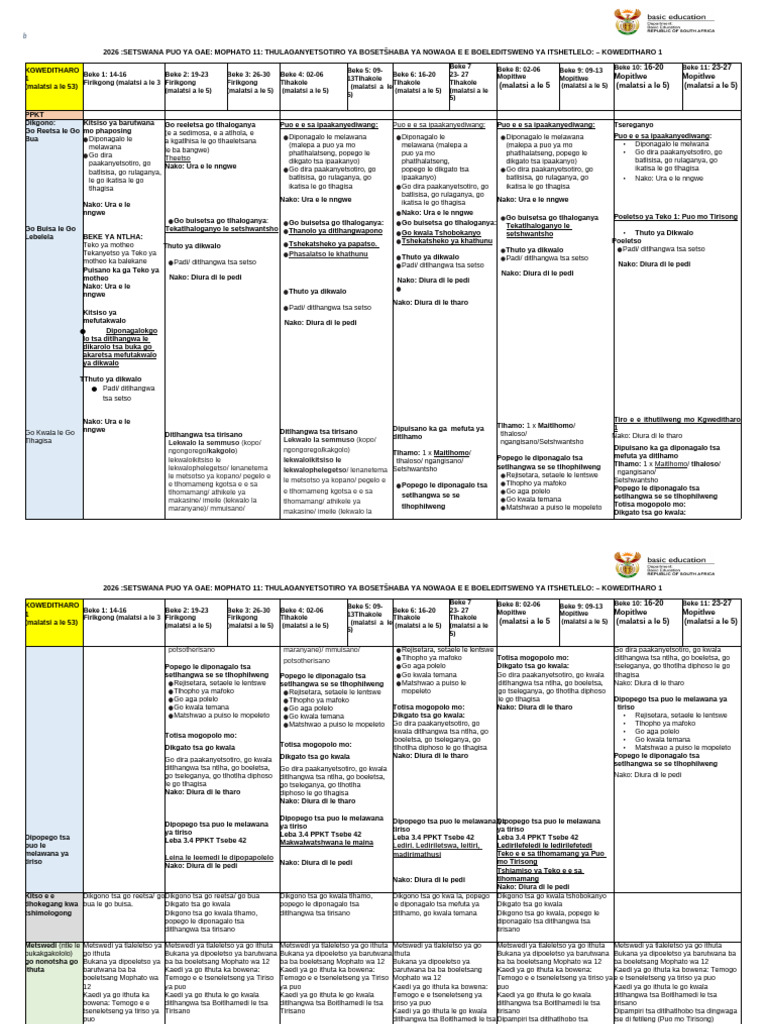 Setswana Language Curriculum 2026 | PDF | Languages Of Africa