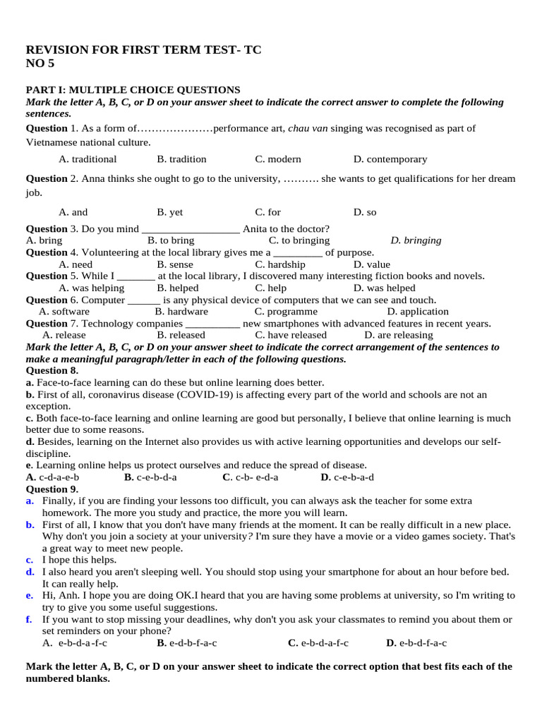 First Term Test Revision Guide | PDF | Mother Teresa | Invention