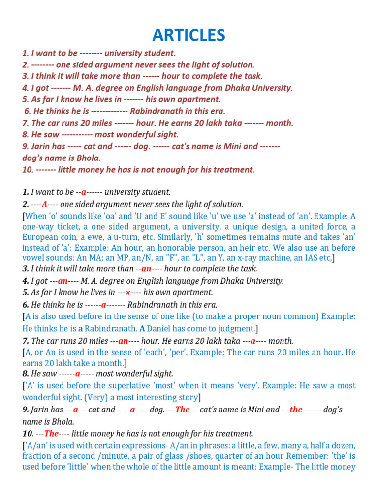 Understanding English Articles Usage | PDF | Adjective | English Language