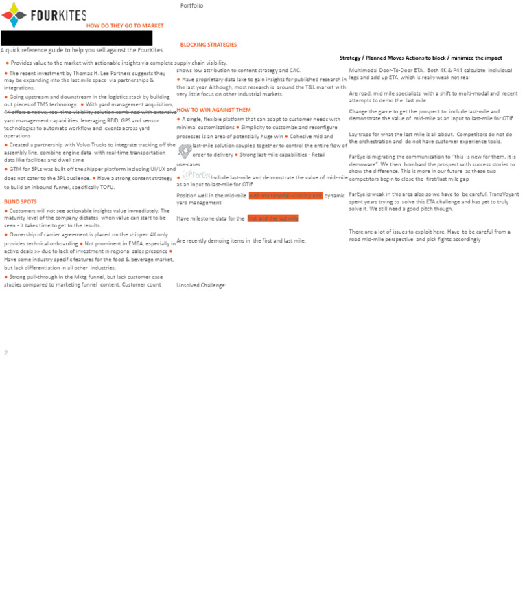 FourKites at A Glance Battlecard | PDF | Economies | Business Economics