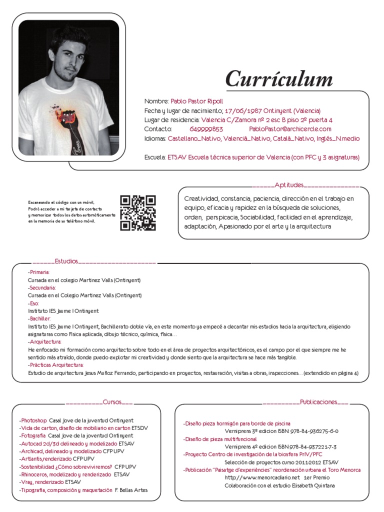 Curriculum Pablo Pastor | Descargar gratis PDF | Diseño | Red mundial