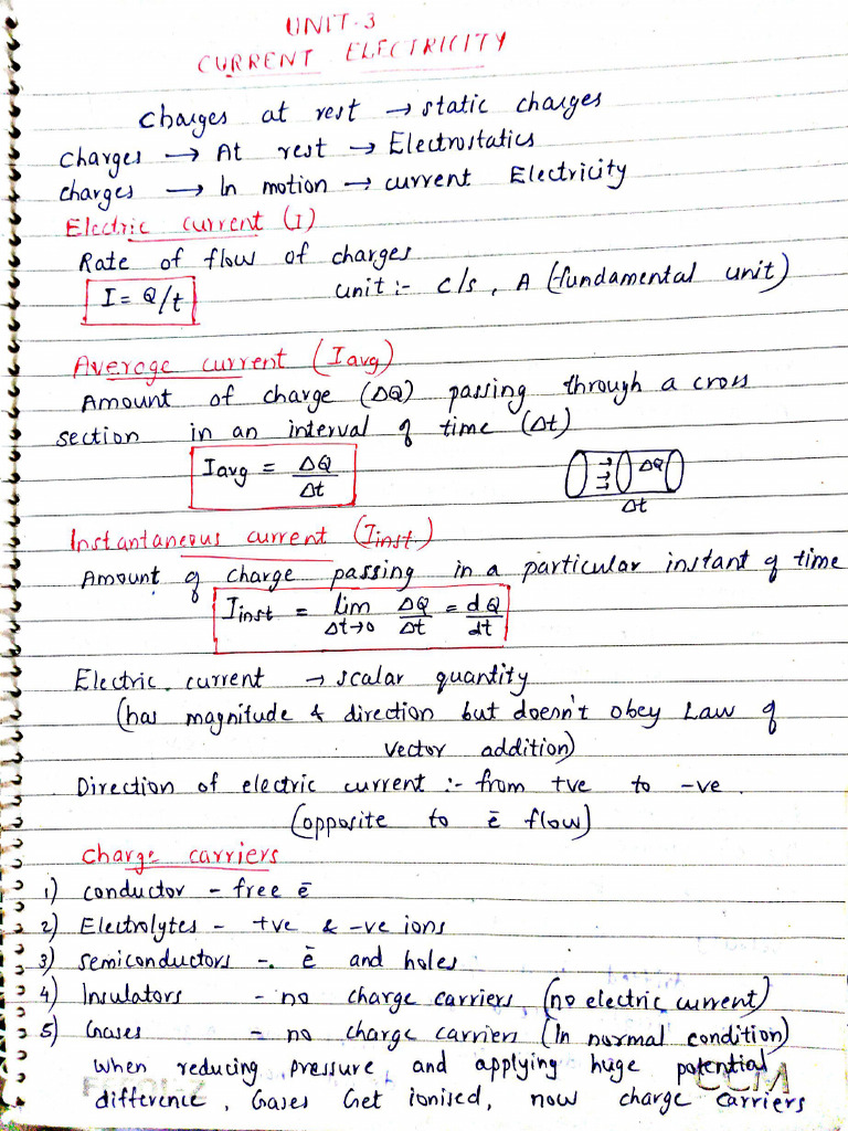 Current Electricity Notes My Notes | PDF