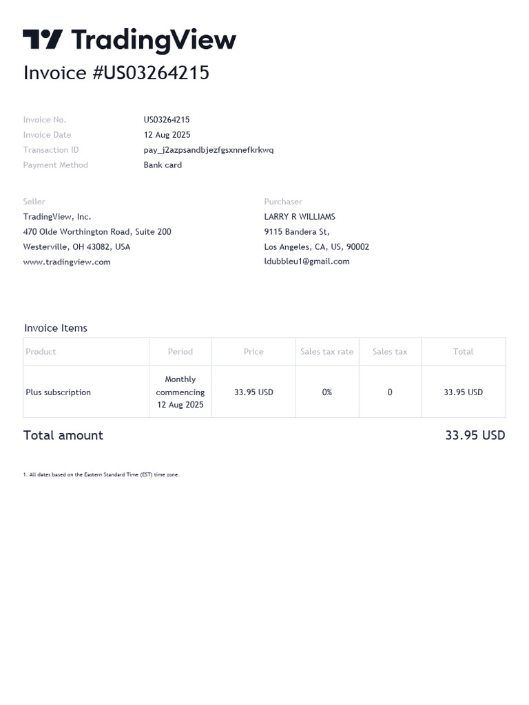 TradingView Invoice 1 | PDF
