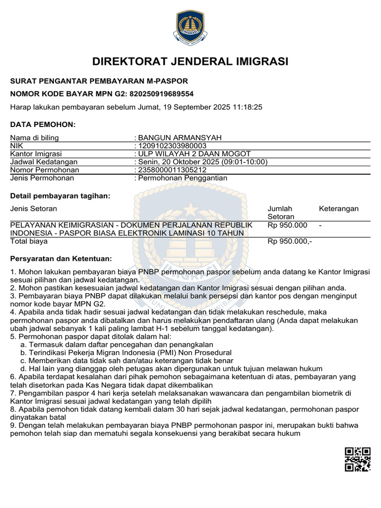 Pembayaran M-Paspor untuk Bangun Armansyah | PDF