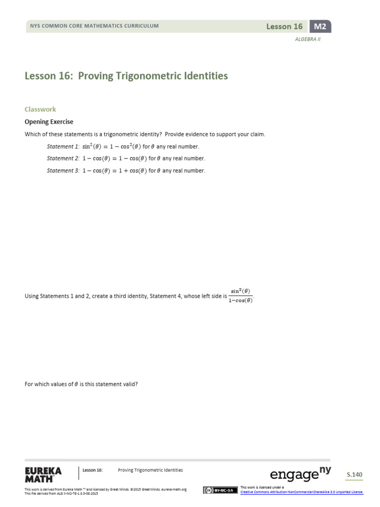 Proving Trigonometric Identities in Algebra II | PDF | Trigonometric ...