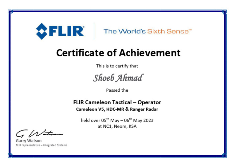 FLIR Cameleon Tactical Certification 2023 | PDF
